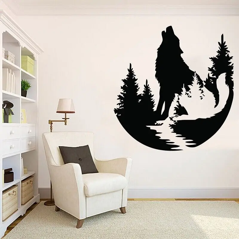 Nature-Howl-Wolf-Wall-Sticker-Forest-Wall-Sticker-Art-Deco-Sticker ...