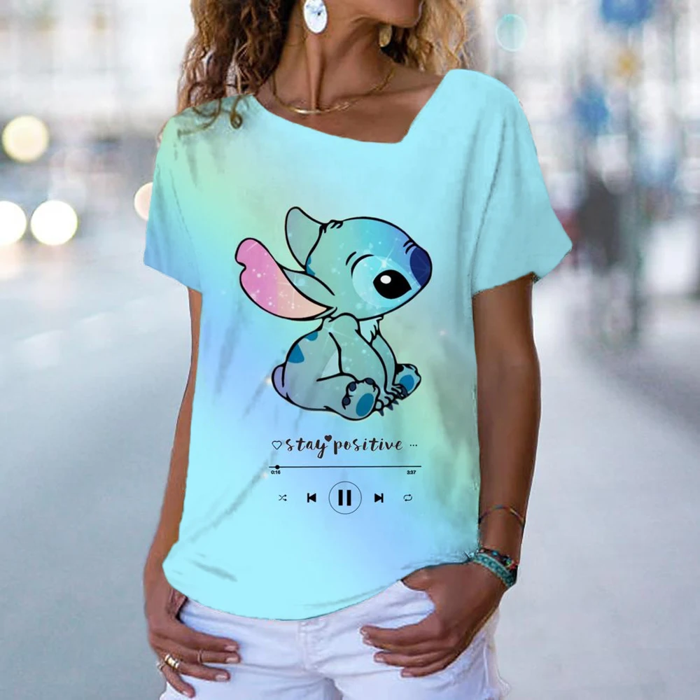 Novo t shirts femininas disney stitch imprimir camisetas femininas com ...