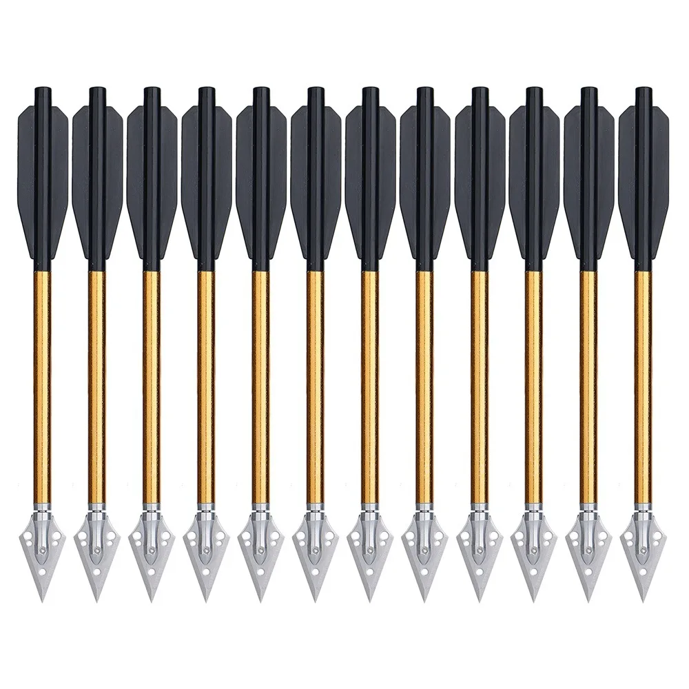 3-6-12PCS-6-25-inch-Aluminium-Short-Arrow-Bolts-Arrows-Steel-Broadhead ...