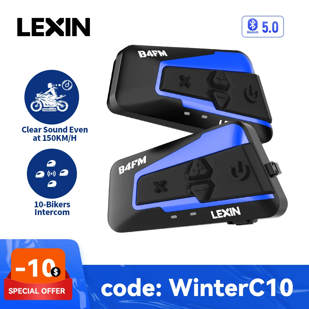 Lexin B4FM X 10 Fietsers Bluetooth Motorfiets Intercom Helm Headsets ...