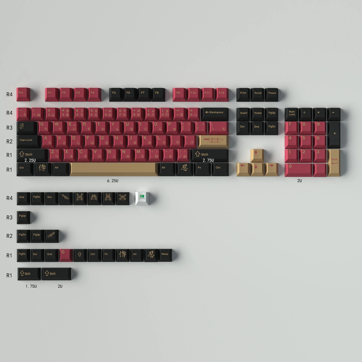 130 Keys GMK Red Samurai Clone Keycaps PBT Dye Sub Cherry Profile ...