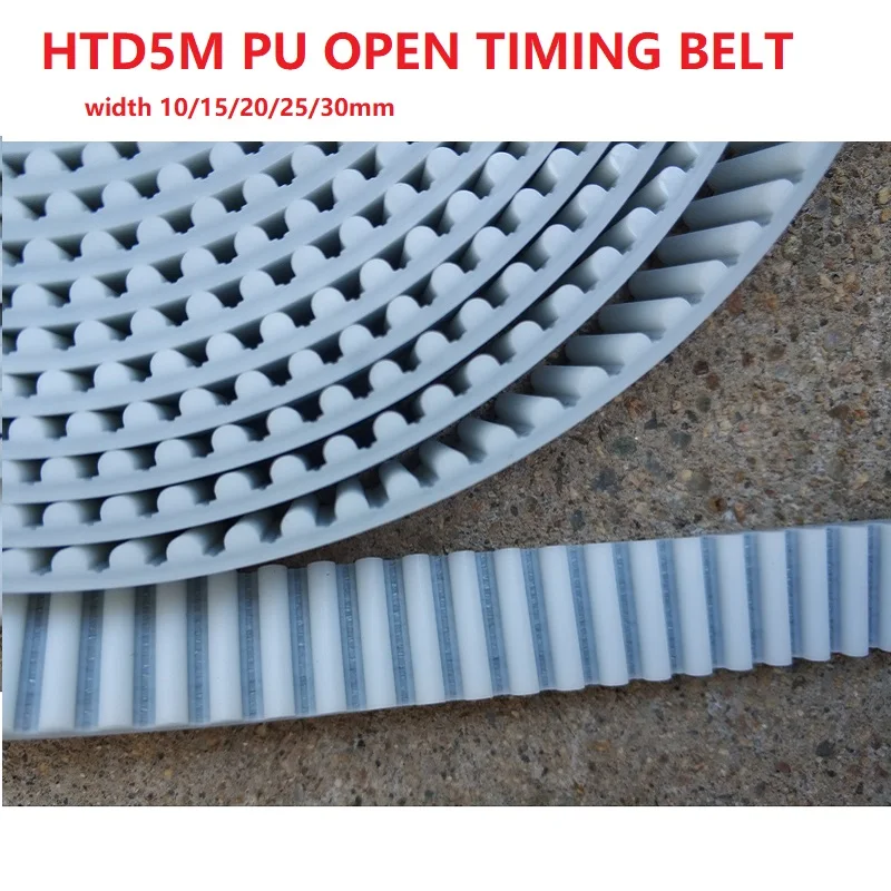 Polyurethane PU HTD5M Tooth Transmission Conveyor Timing Belt Open Ended With Steel Cord Width ...