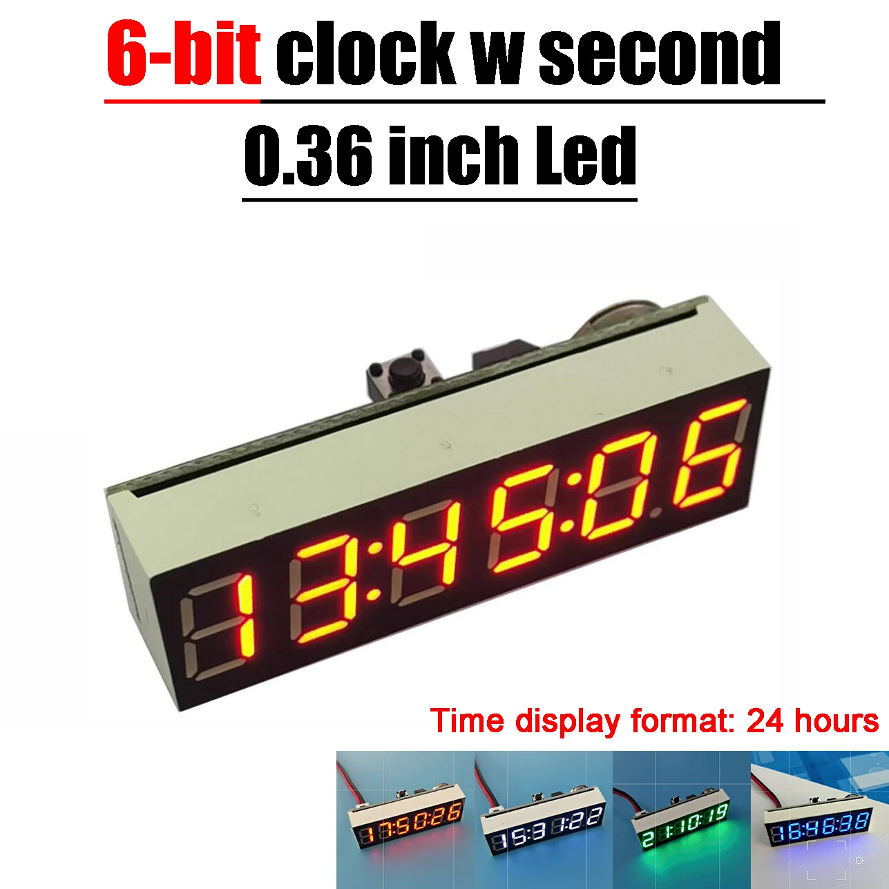 0.36" 6-bit Clock LED Digital Electronic Clock W Second Display Module ...