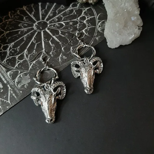 New Goth Baphomet Goat Thorn Earrings Gothic Witch Satan Occult ...