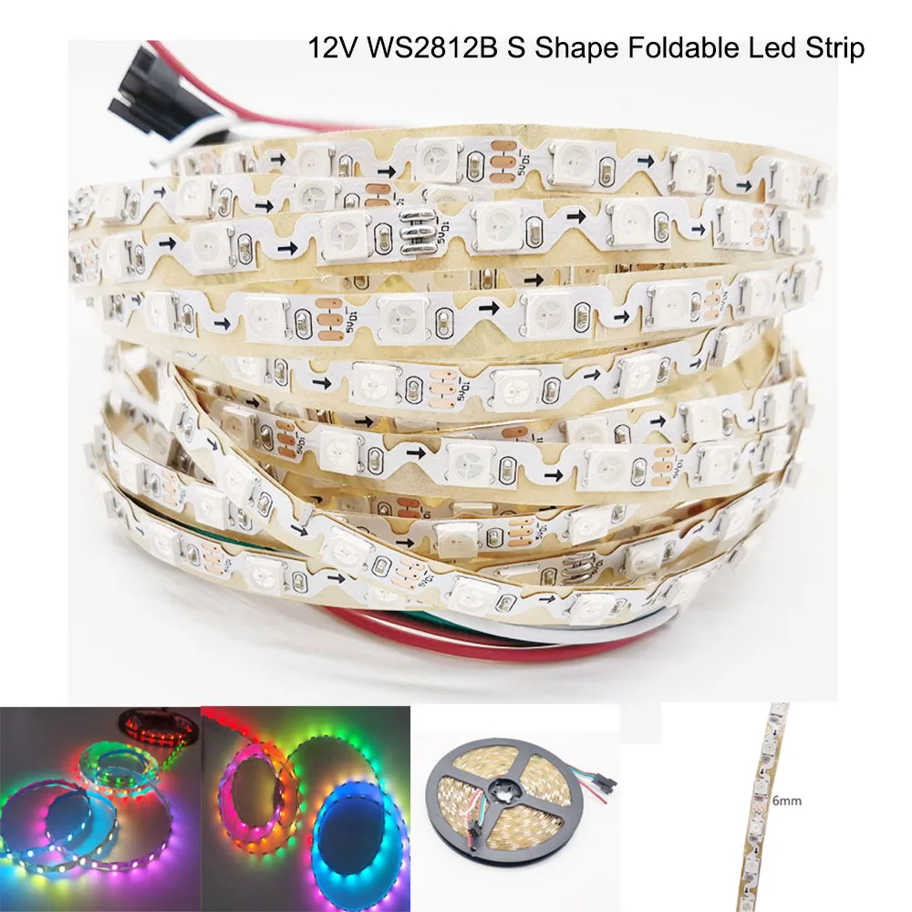 5V-WS2812B-S-Shape-Foldable-Led-Strip-Light-for-DIY-5m-60leds-6mm-PCB ...