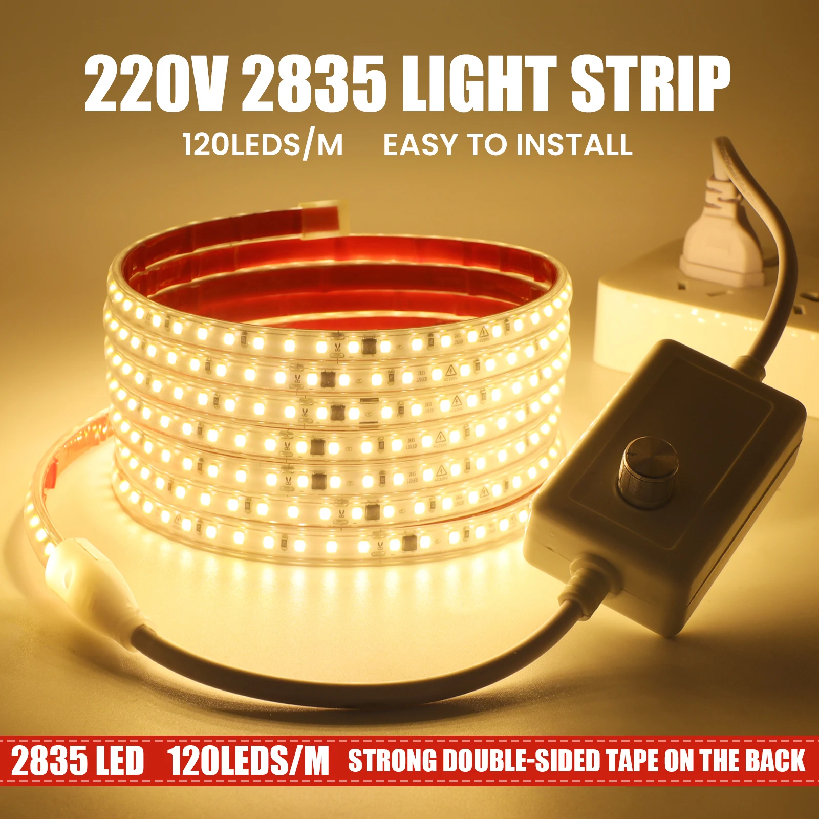 Dimmable-LED-Strip-Light-230V-2835-120LEDs-M-Tape-Adhesive-Diode-Rope ...