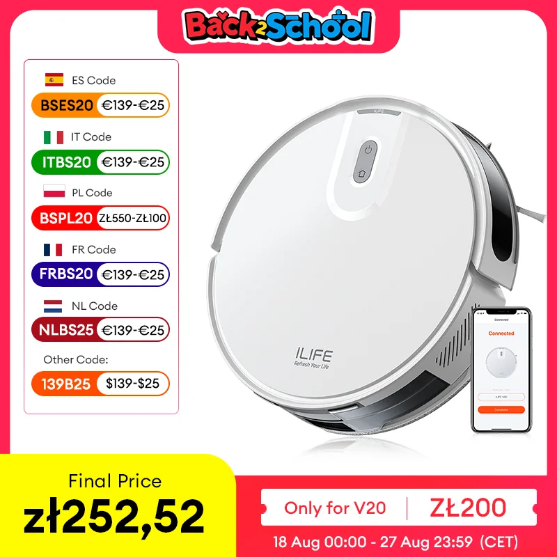 Odkurzacz Robot ILIFE V20 [Polski sprzedawca] z Polski za $82.81 / ~292zł - LowcyChin.pl