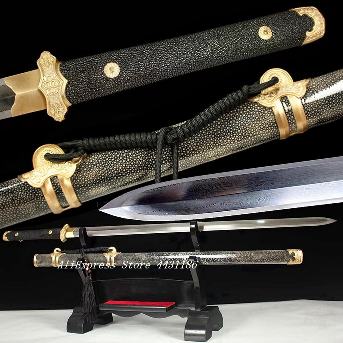 Ray-Skin-SAYA-Chinese-KungFu-Sword-Handmade-Tang-Dynasty-TaiChi-Double ...