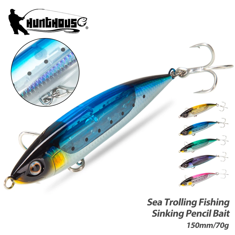 Hunthouse-Stickbait-Sinking-Pencil-Fishing-Lure-150mm-68g-GT-Sea ...