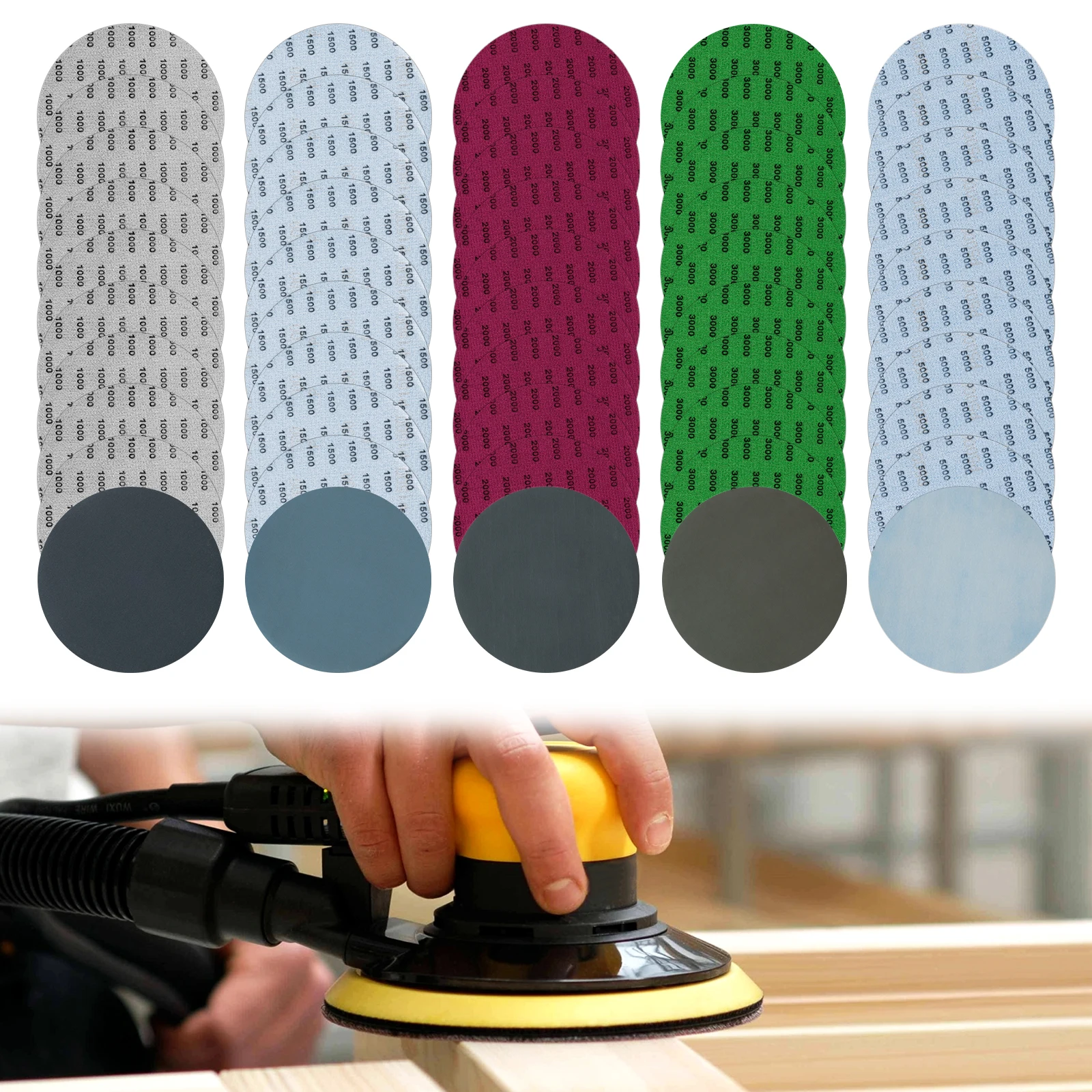 6 Inch 50 Pcs Wet and Dry Sanding Discs Assorted 1000-5000 Grit ...