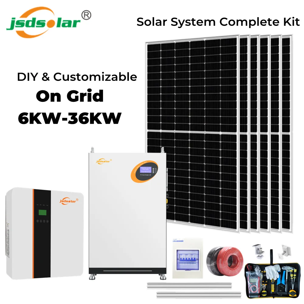 Jsdsolar 온 그리드 태양광 시스템 전체 키트, 모노 태양광 패널, IP65 인버터, LiFePO4 배터리, DIY ...