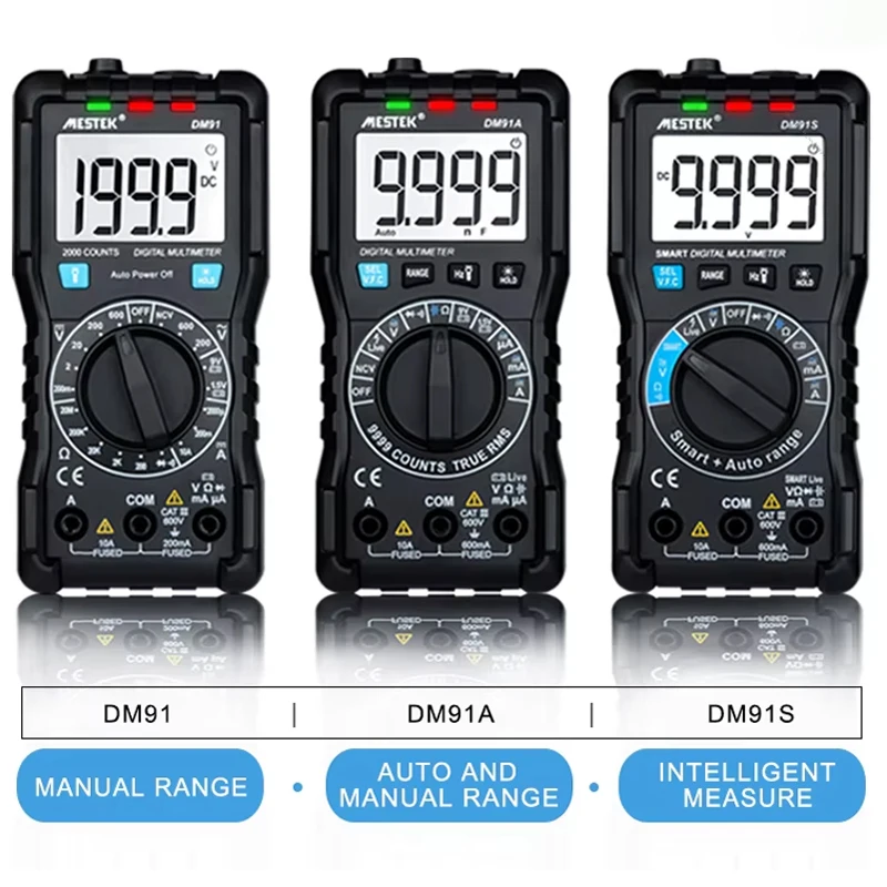 MESTEK DM91/DM91A/DM91S Digital Multimeter 9999 Count AC/DC Ammeter ...