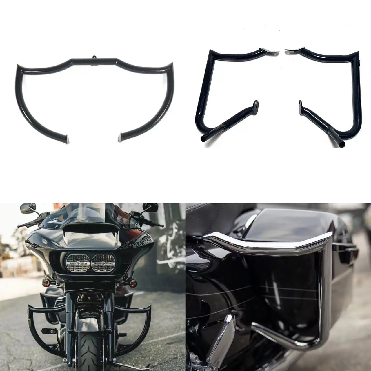 Motorcycle 1-1/2'' Bumper Engine Guard Highway Crash Bar For Harley ...
