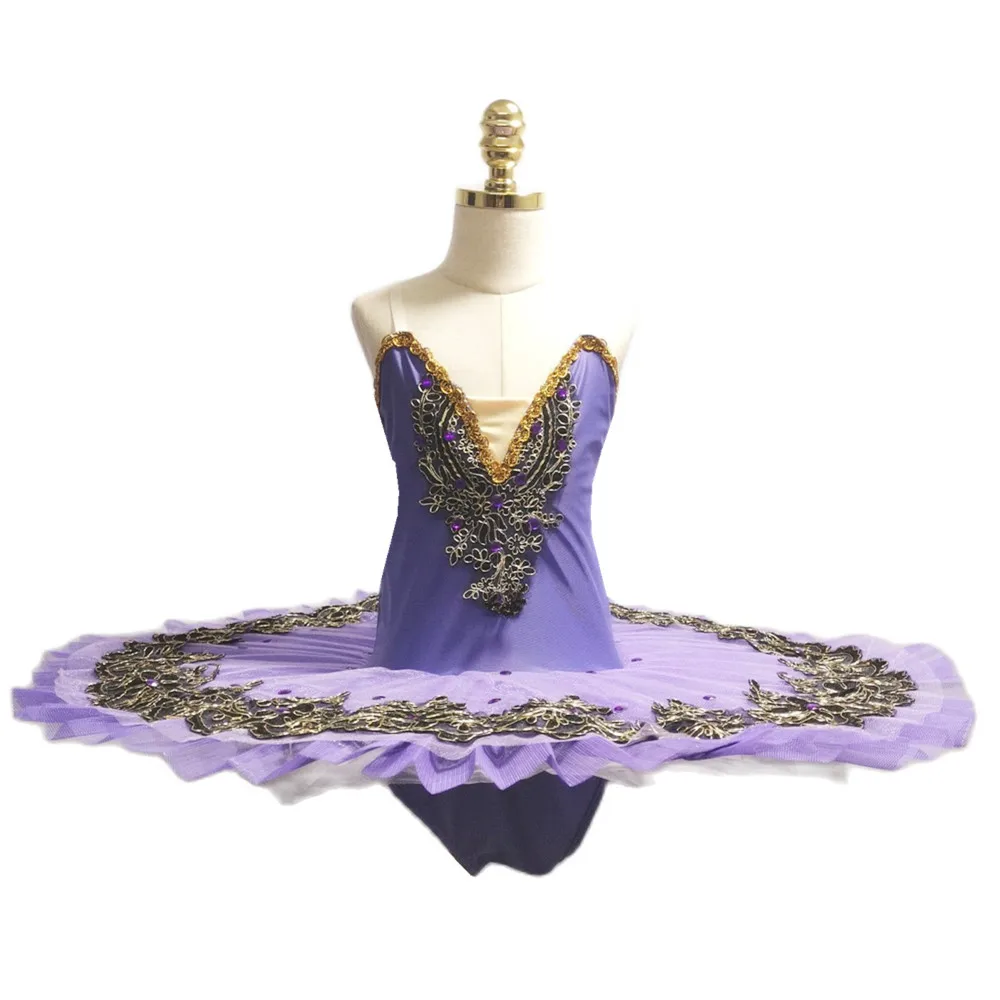 Purple Ballet Tutu Skirt Swan Lake Belly Dance Costumes Pancake Girls ...