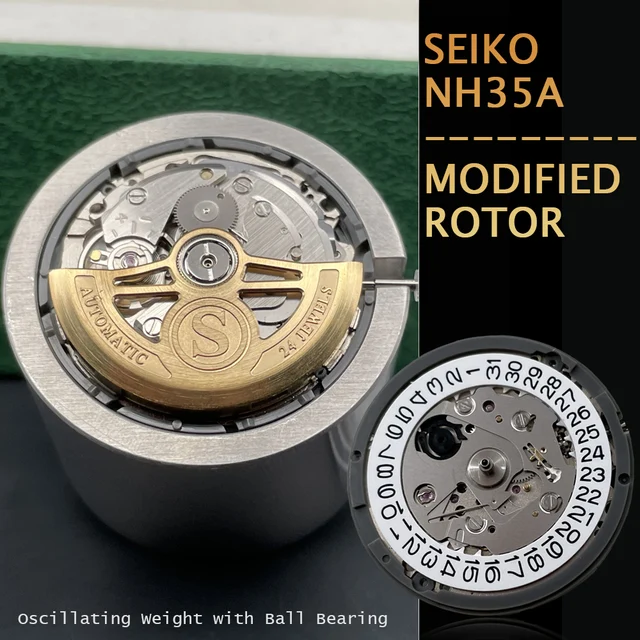 Seiko Golden Mechanical Movement NH35A/Aka NH35 Gold Oscillating Weight ...