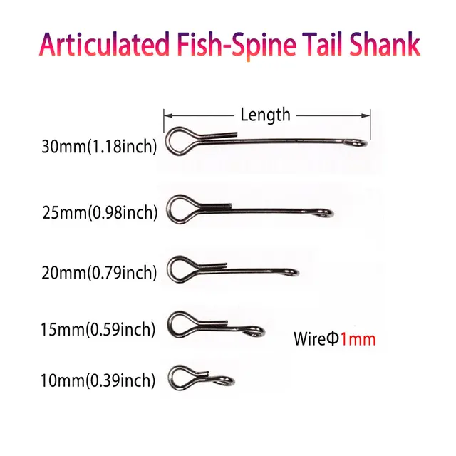 10mm~45mm Articulated Fish Spine Tail Shank Chocklett's Articulated Big ...