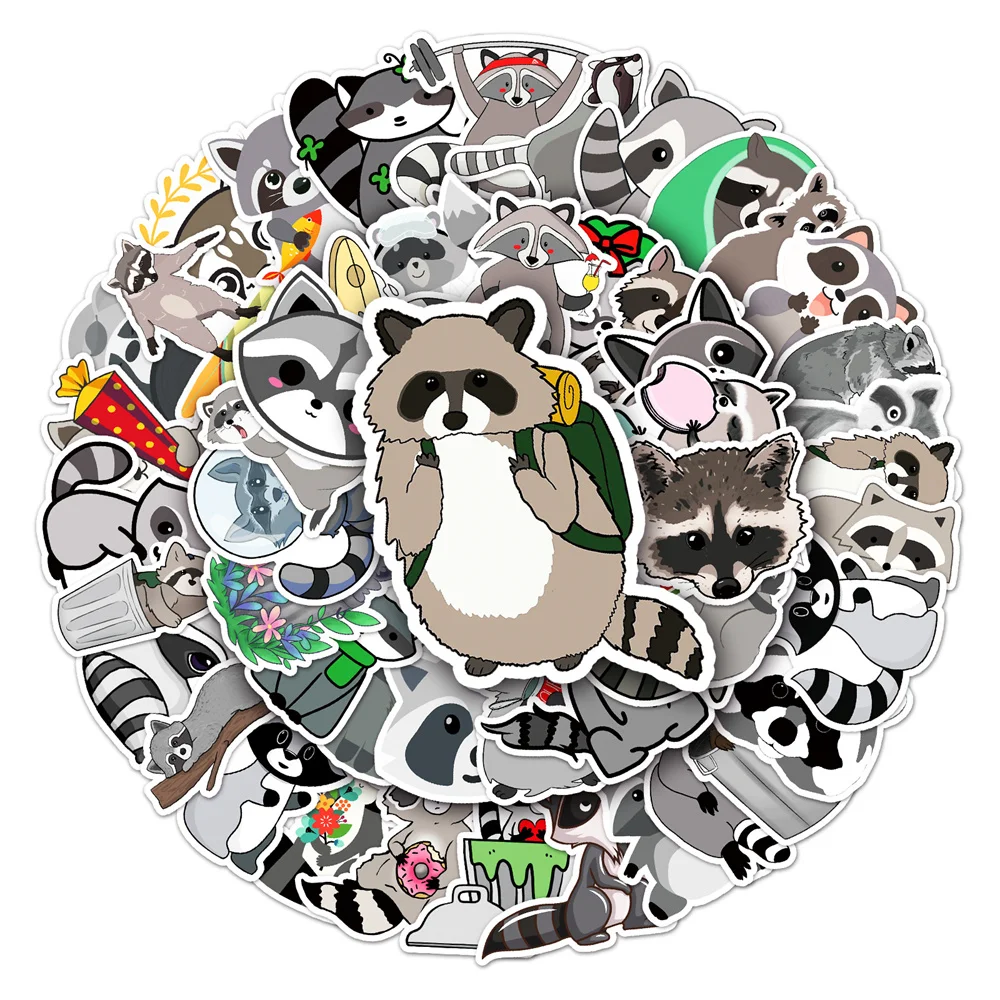 Calcoman-a-impermeable-de-dibujos-animados-de-mapache-pegatina ...