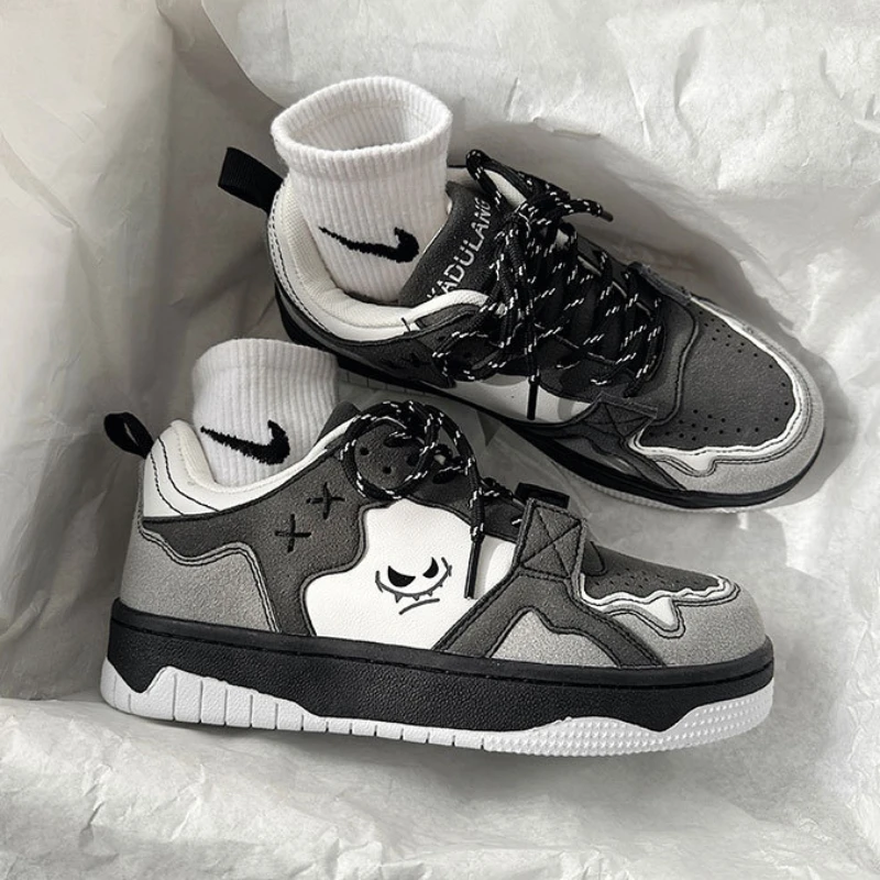 New-Men-Shoes-Cartoon-Graffiti-Flat-Casual-Shoes-Devil-Pattern-Daily ...