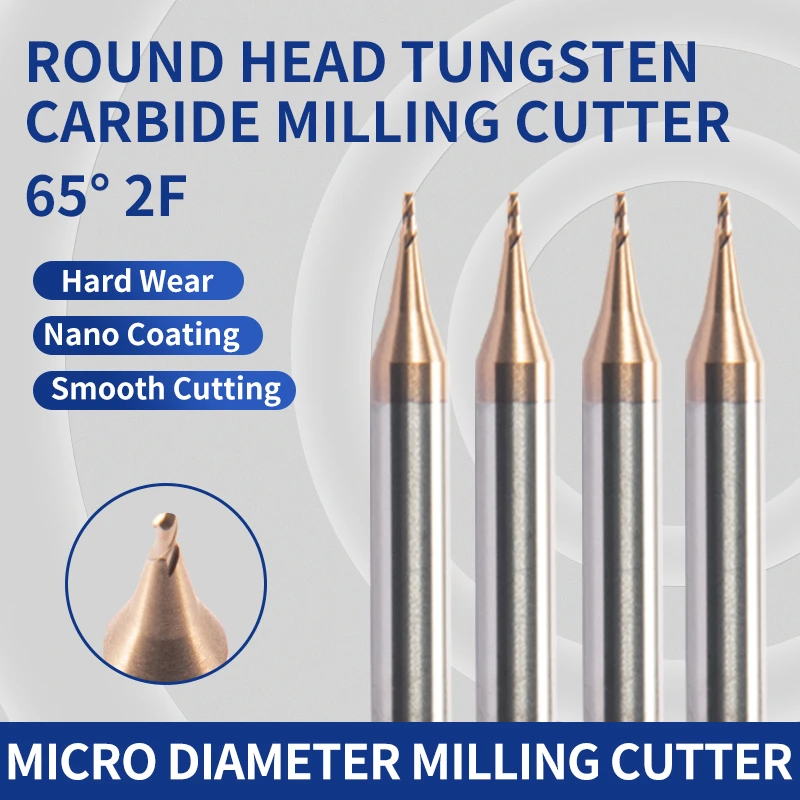 2f R0.15/r0.2/r0.3/r0.4*d4*50l Cnc Machine Tool Tungsten Steel Alloy 65 Degree Small Aperture ...