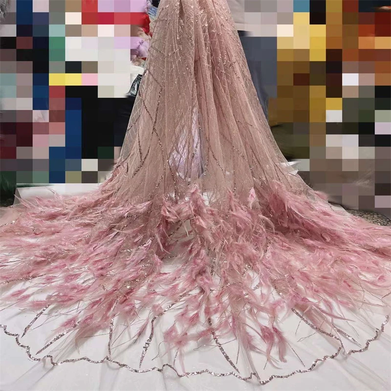 african 3d Feather Lace Fabric High Quality Embroidery French Sequins ...