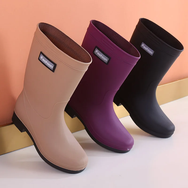 Zapatos-impermeables-gruesos-para-mujer-Botas-de-lluvia-con-tac-n ...