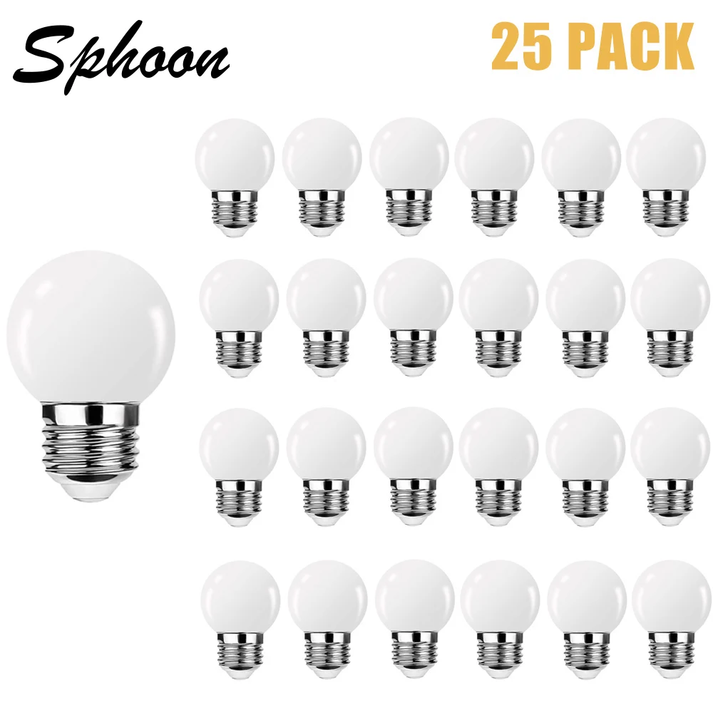 Shatterproof Plastic Milky Globe LED Bulb G45 E27 220V String Light 1W ...