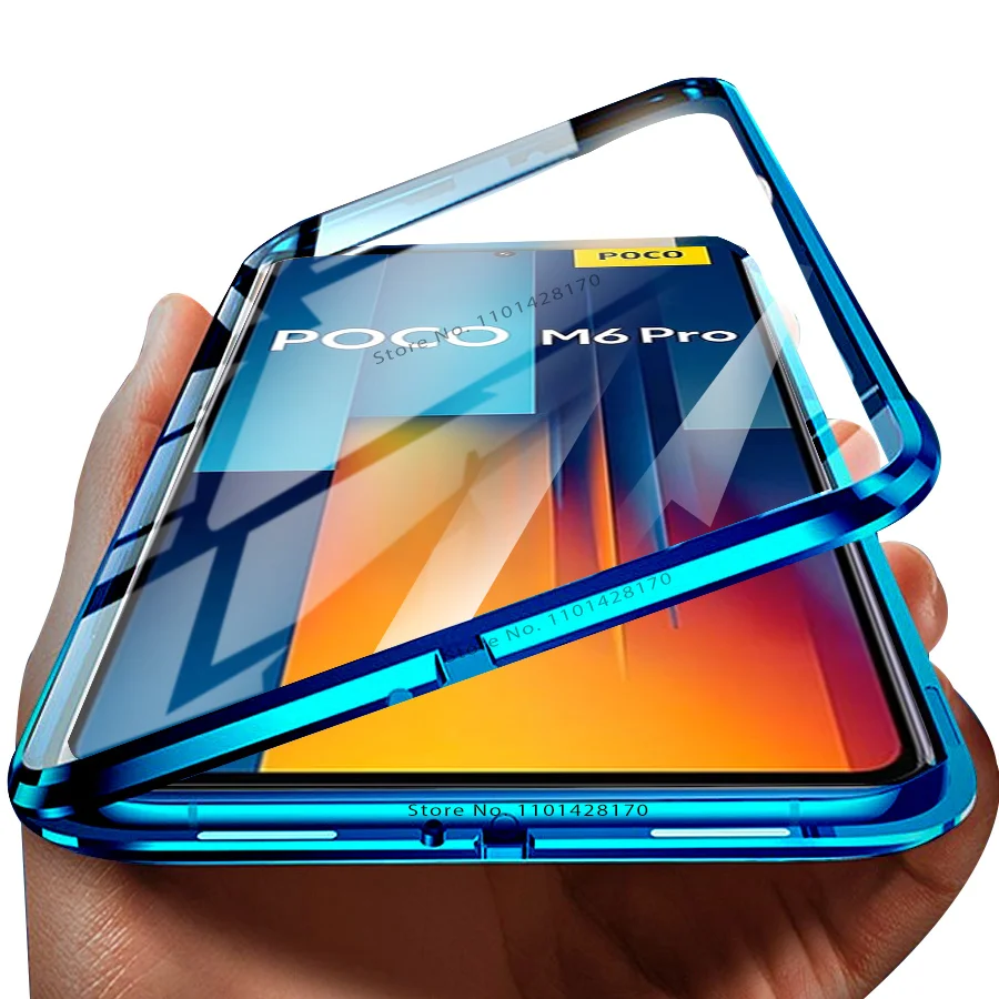 PocoM6Pro-4G-Case-360-Magnetic-Flip-Double-side-Protective-Glass-Cover ...