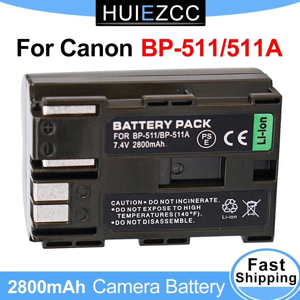 BP-511 BP 511 BP-511A 2800mAh BP511 Rechargeable Camera Battery For ...