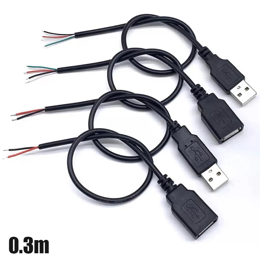 Power-Supply-Cable-2-Pin-USB-2-0-Female-male-4-pin-wire-Jack-Charger ...