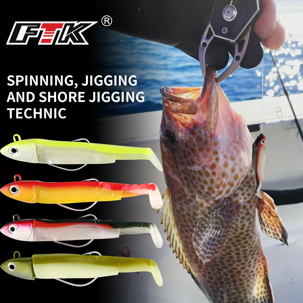 FTK-Black-minnow-jig-head-fishing-lure-soft-pike-lure-5g-12g-25g-bass ...