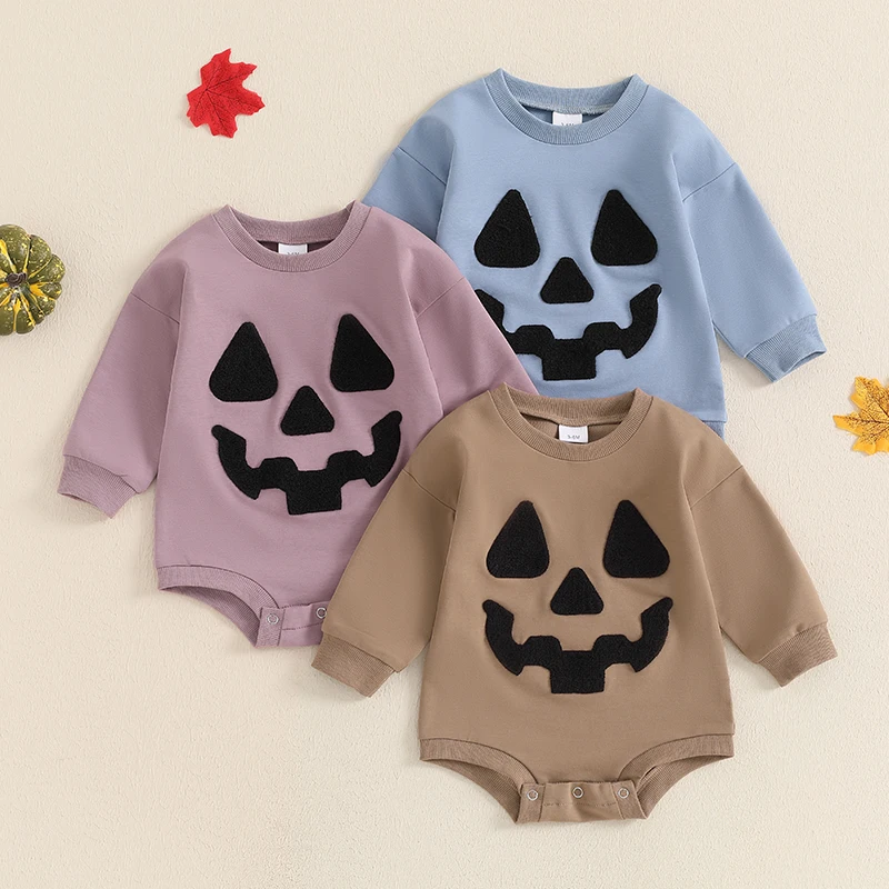 FOCUSNORM-0-18M-4-Colors-Baby-Girls-Boys-Halloween-Rompers-Pumpkin-Face-Patch-Long-Sleeve ...