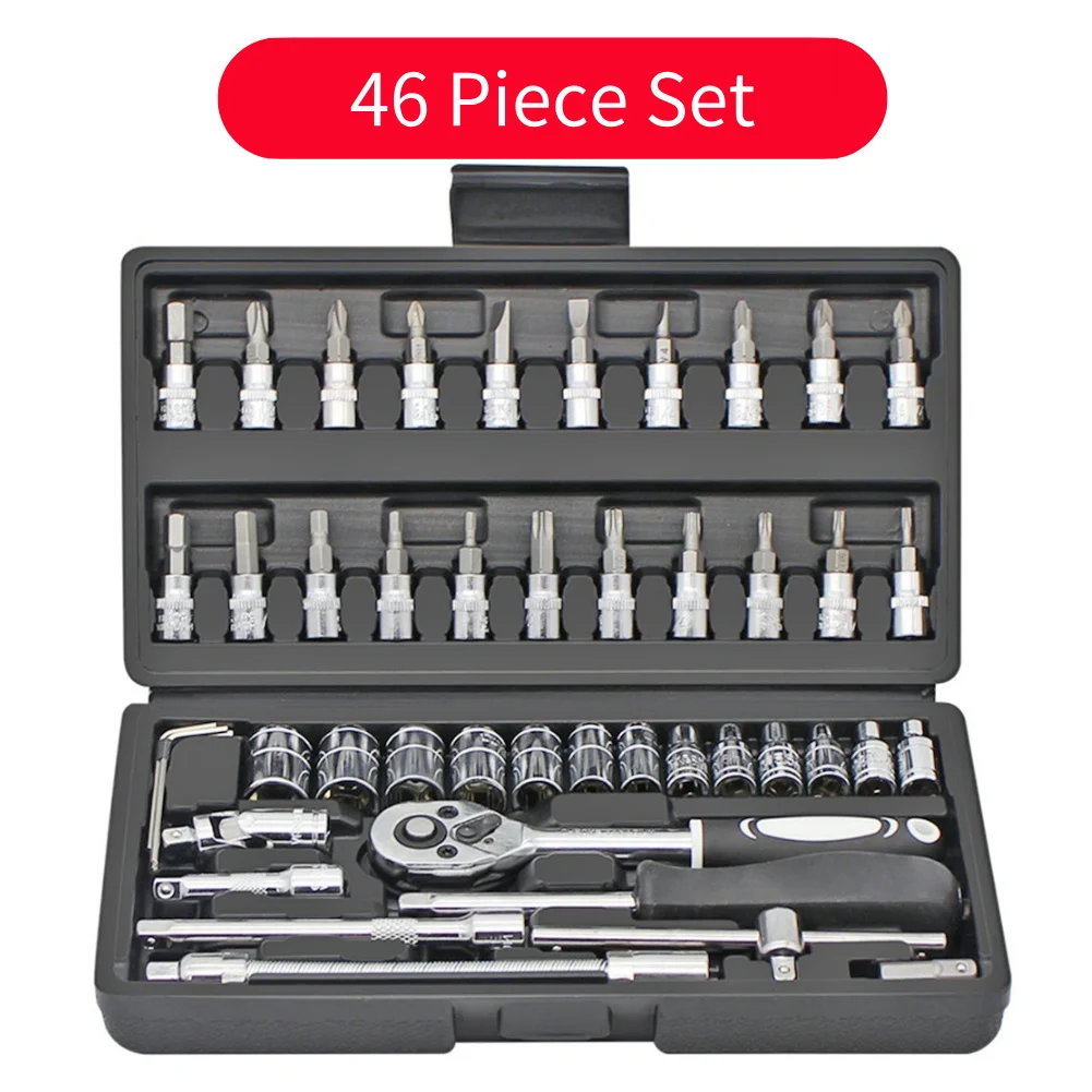 46Pcs-Car-Repair-Tool-Kit-Wrench-Quick-Ratchet-Socket-Wrench-Kit-Car ...