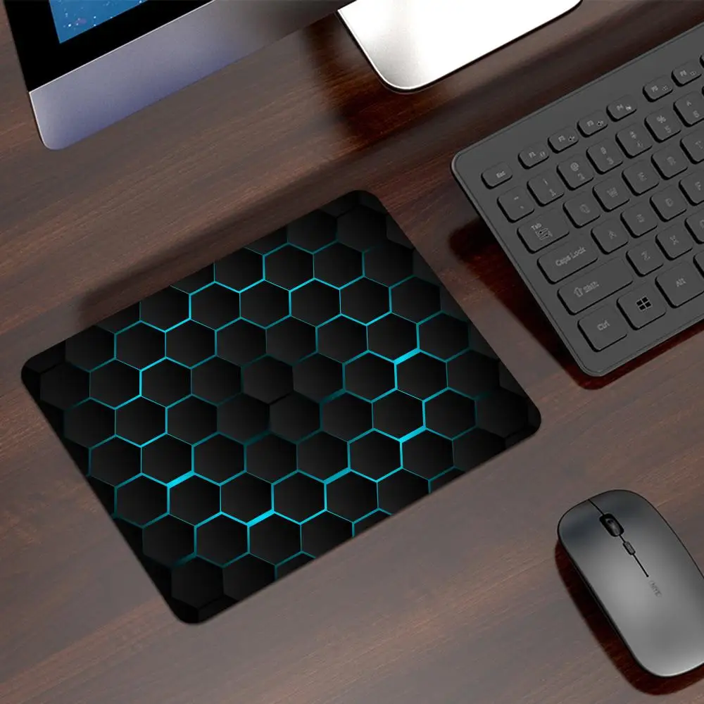 Abstract black hexagon pattern Mouse Pad Small Blue Mousepad Gaming ...