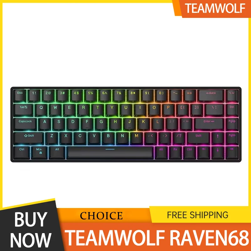 Teamwolf-Raven68-Teclado-Mec-nico-de-Eixo-Magn-tico-com-Fio-8K-Fast ...