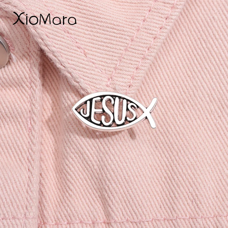 Jesus Christian Fish Emblems Enamel Pin Religion King Ichthus Symbol ...