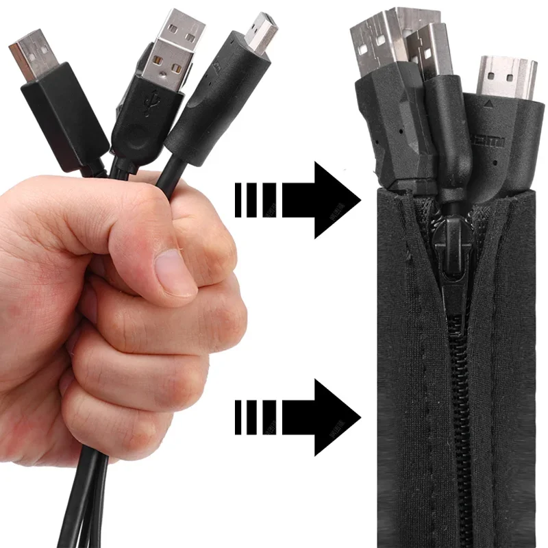 Network-Cable-Management-Sleeve-Flexible-Cord-Winder-Protector-Cover ...