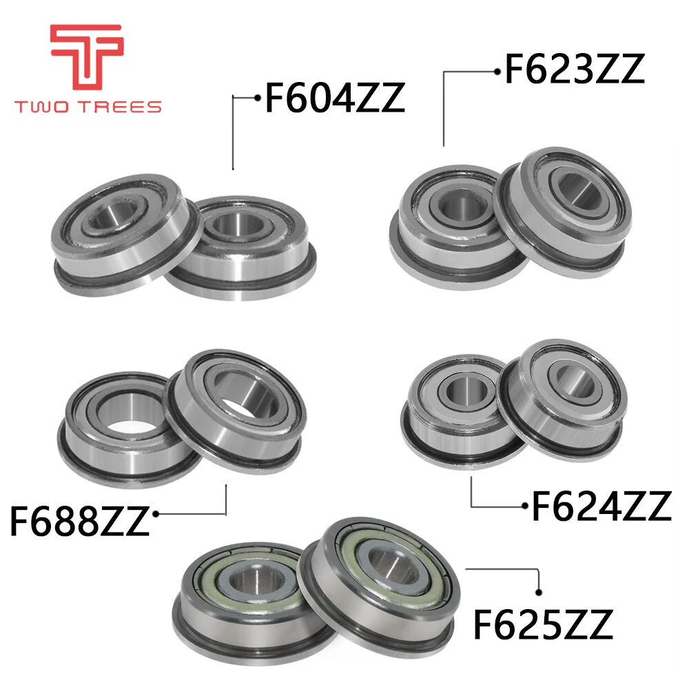 4pcs Flange Bearing Ball Bearings F604ZZ F623ZZ F624ZZ F625ZZ F688ZZ 3D ...