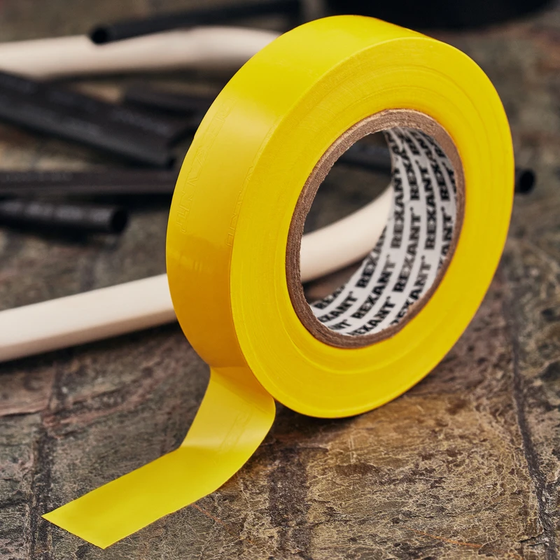 Изолента ПВХ REXANT 19 мм х 25 м, желтая, упаковка 5 роликов | AliExpress