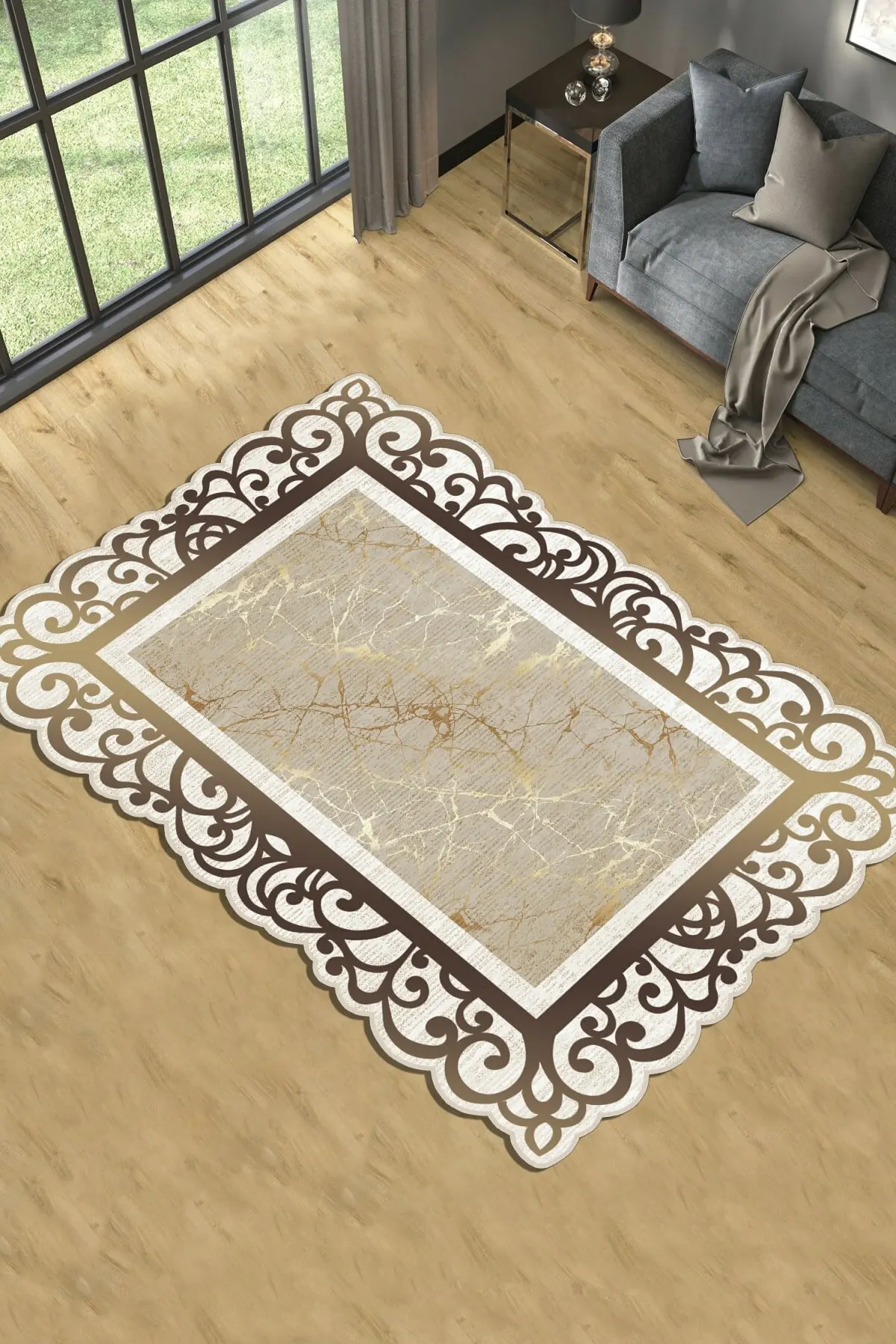 Classic Model Special Cut Decorative Living Room Carpet Faux Leather ...