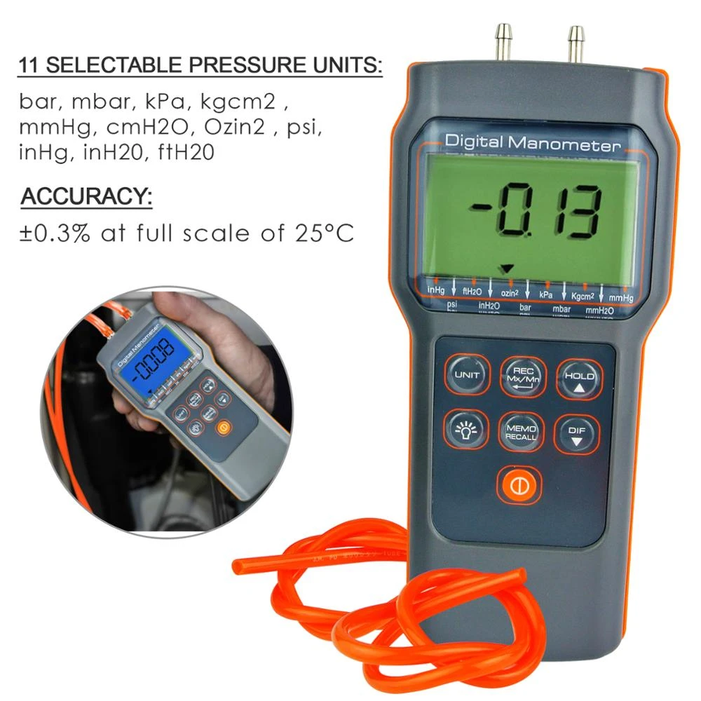 Digital Economic Professional Manometer 15.000psi Gauge Differential ...