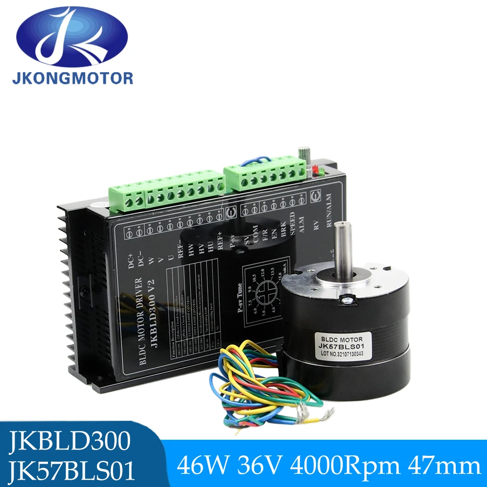 JK57BLS01 DC36V 4000rpm 46W 0.11N.m 2A Brushless DC Motor With Hall ...