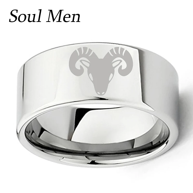 Dropshipping 11mm Mens Big Band Tungsten Carbide Aries Zodiac Horoscope ...
