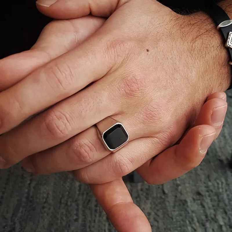 Anillos-de-sello-para-hombre-anillo-para-hombre-anillos-de-cornalina-negra-banda-de-acero ...