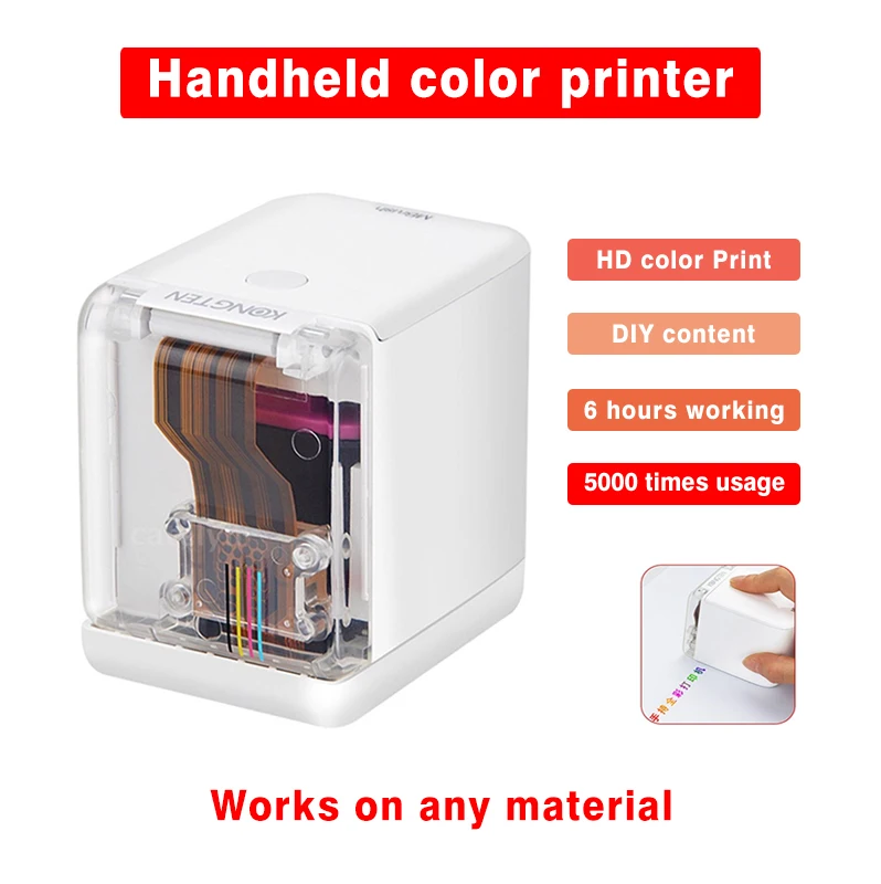 Kongten Mbrush Printer Mobile Color Mini Handheld Printer inkjet WIFI ...