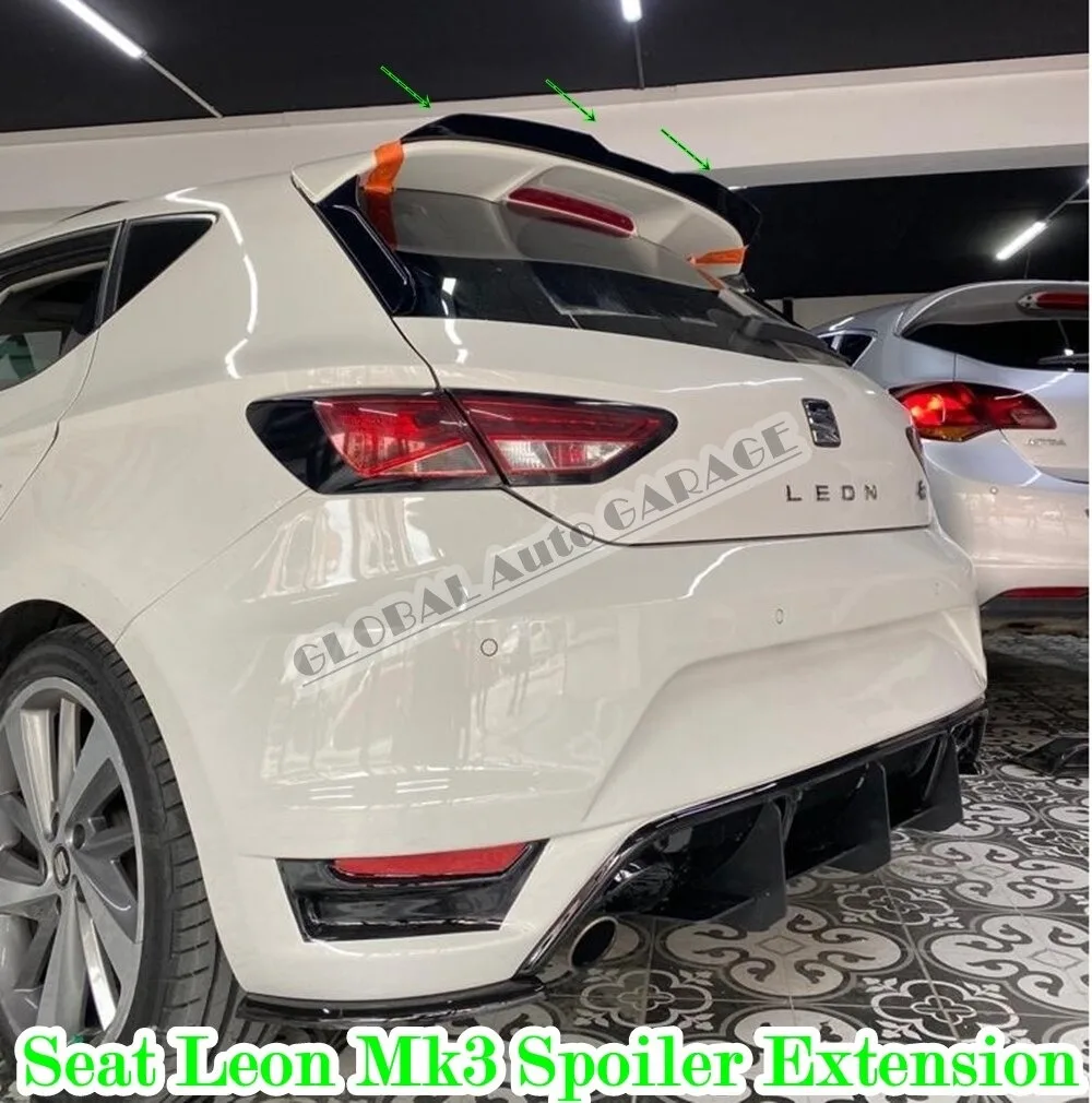 For Seat Leon Mk3 2012-2020 Spoiler Extension Piano Glossy Black Auto ...