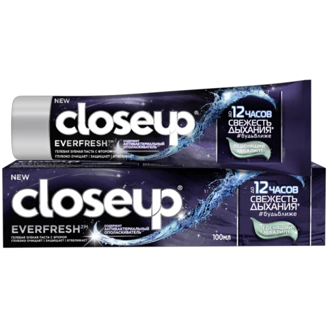 Toothpaste closeup Everfresh icing eucalyptus with antibacterial Rinser ...