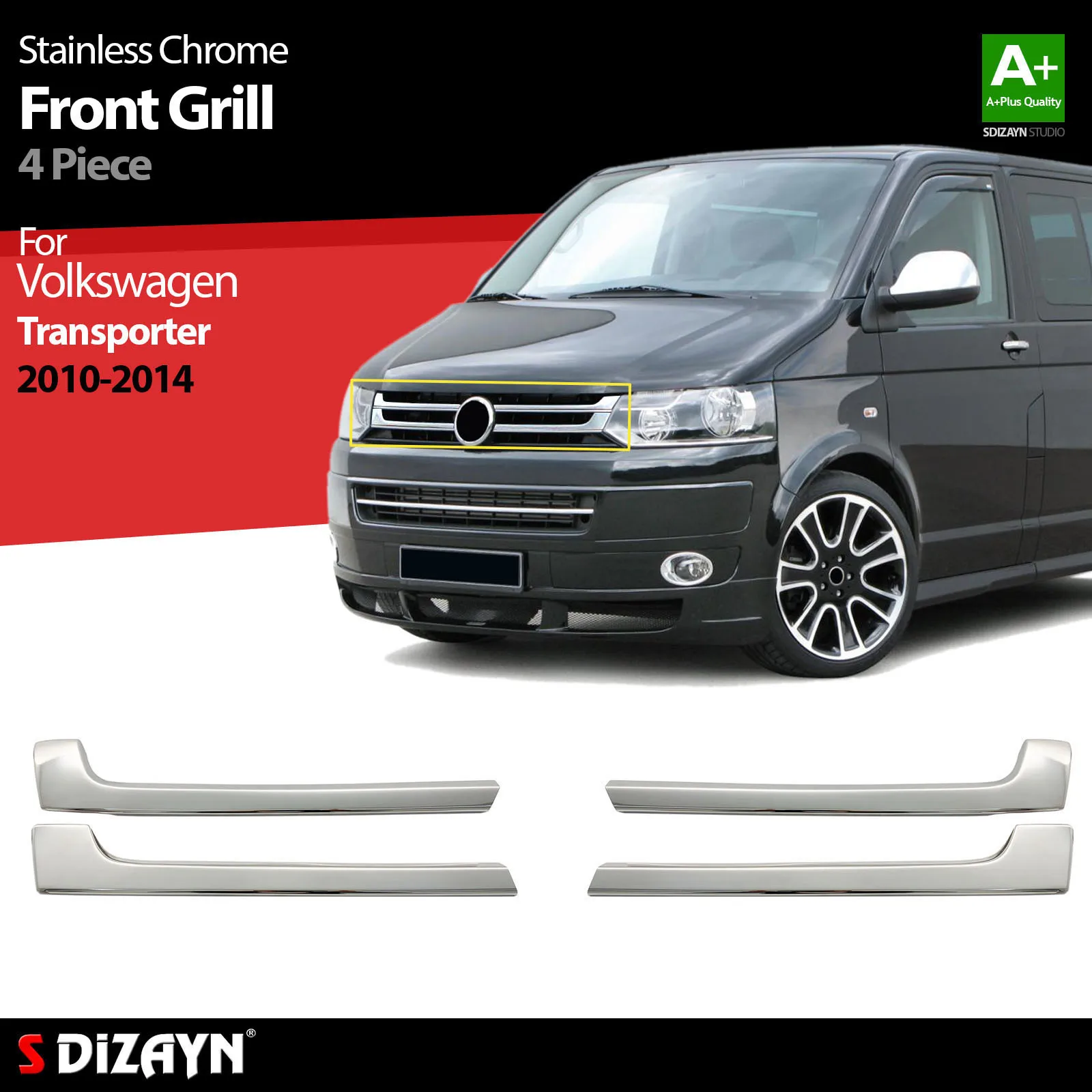 S Dizayn For Volkswagen Transporter T5 Chrome Front Grill Stainless ...