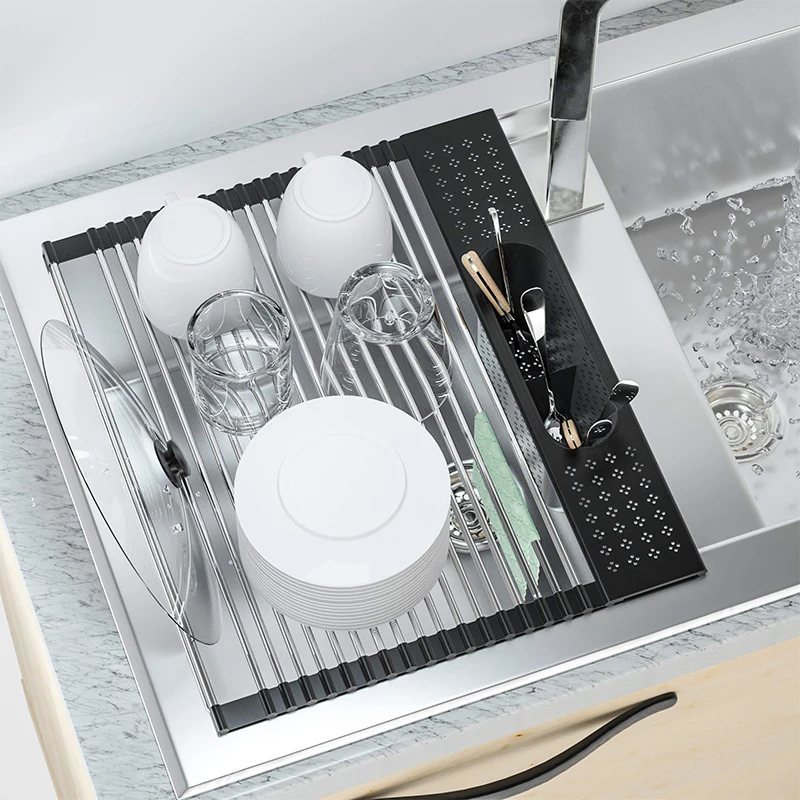 Accessoire de cuisine,egoutoire vaisselle cuisine inox pliable évier ...