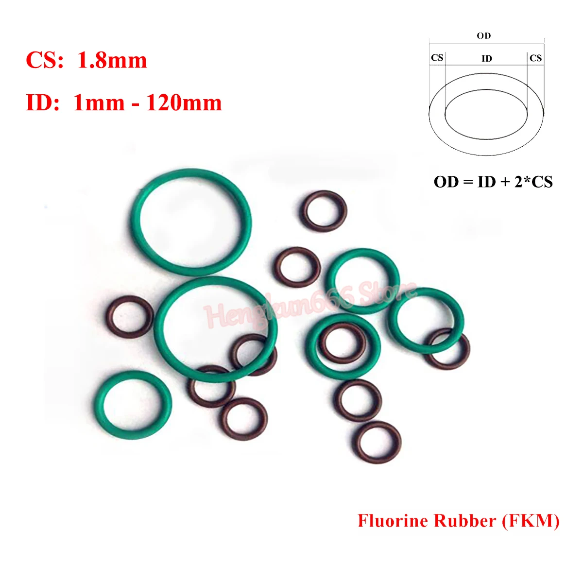 10Pcs-FKM-Fluorine-Rubber-O-Ring-Gasket-CS-1-8mm-ID-1mm-120mm-Round-O ...