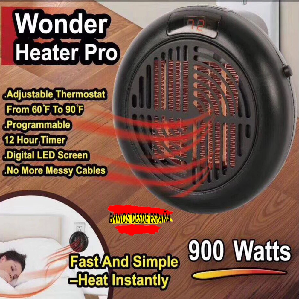 Wonder-Heat-Pro-portable-heater-900W-remote-Control-dimmable-remote ...